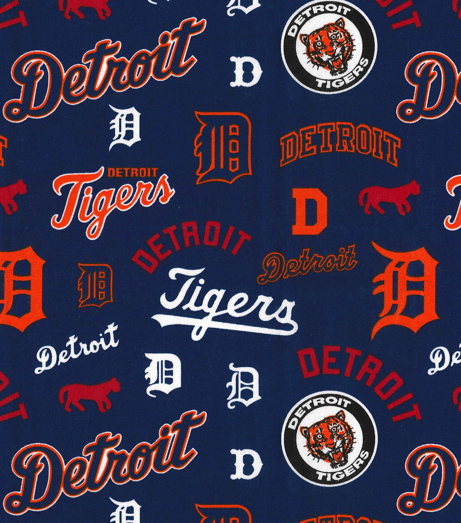MLB DETROIT TIGERS Hall of Fame Print Baseball 100% Cotton Fabric ...