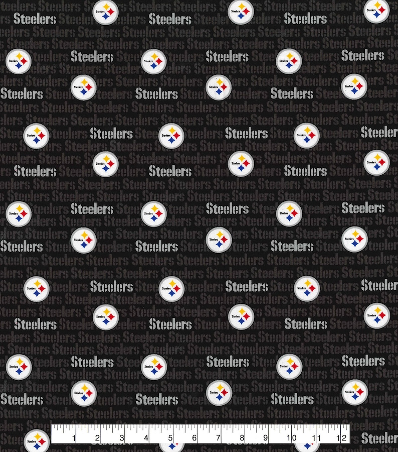 NFL PITTSBURGH STEELERS Mini Print Football 100% Cotton Fabric Licensed ...