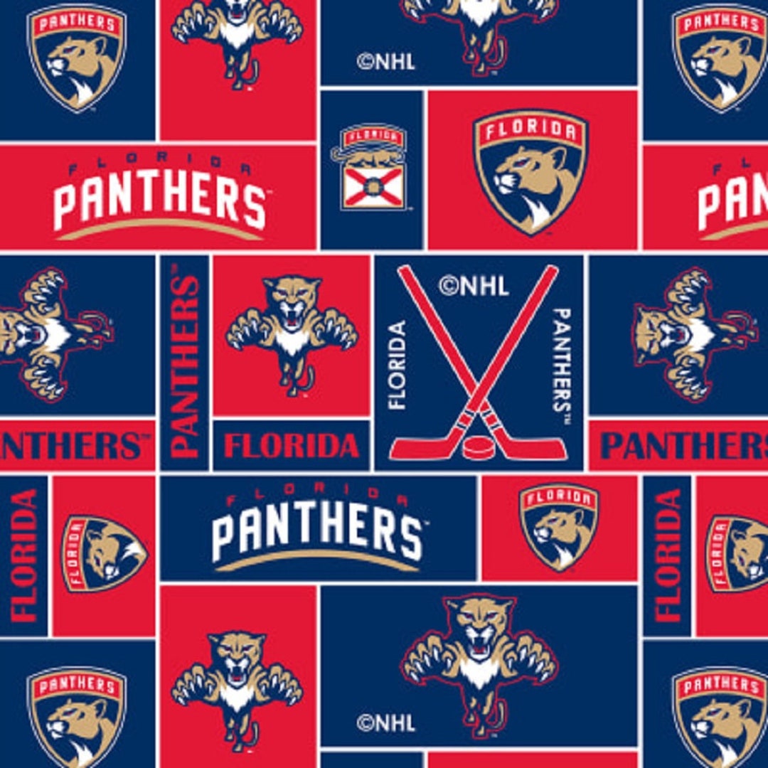 NHL FLORIDA PANTHERS Patchwork Hockey 100% Fleece Fabric Material by ...