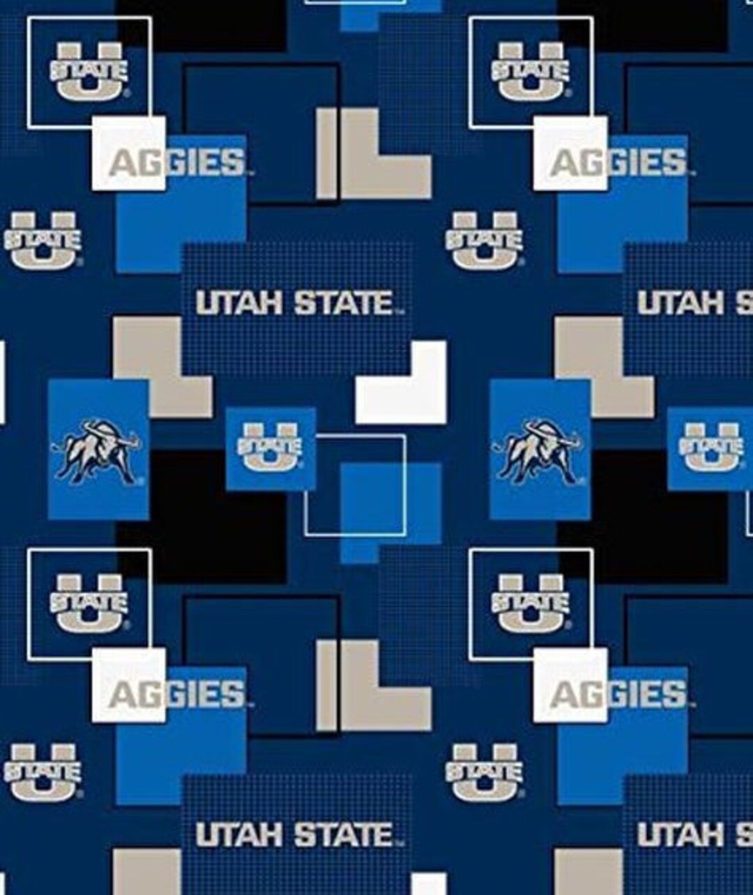 NCAA UTAH STATE Aggies Block Print 100% Cotton College Football Fabric ...