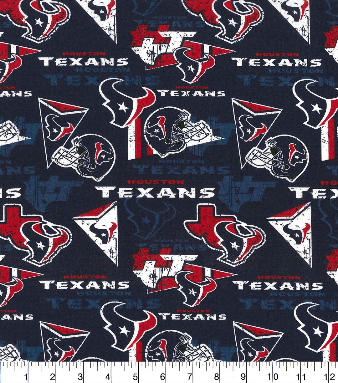 NFL HOUSTON TEXANS Vintage Retro Print Football 100% Cotton Fabric ...