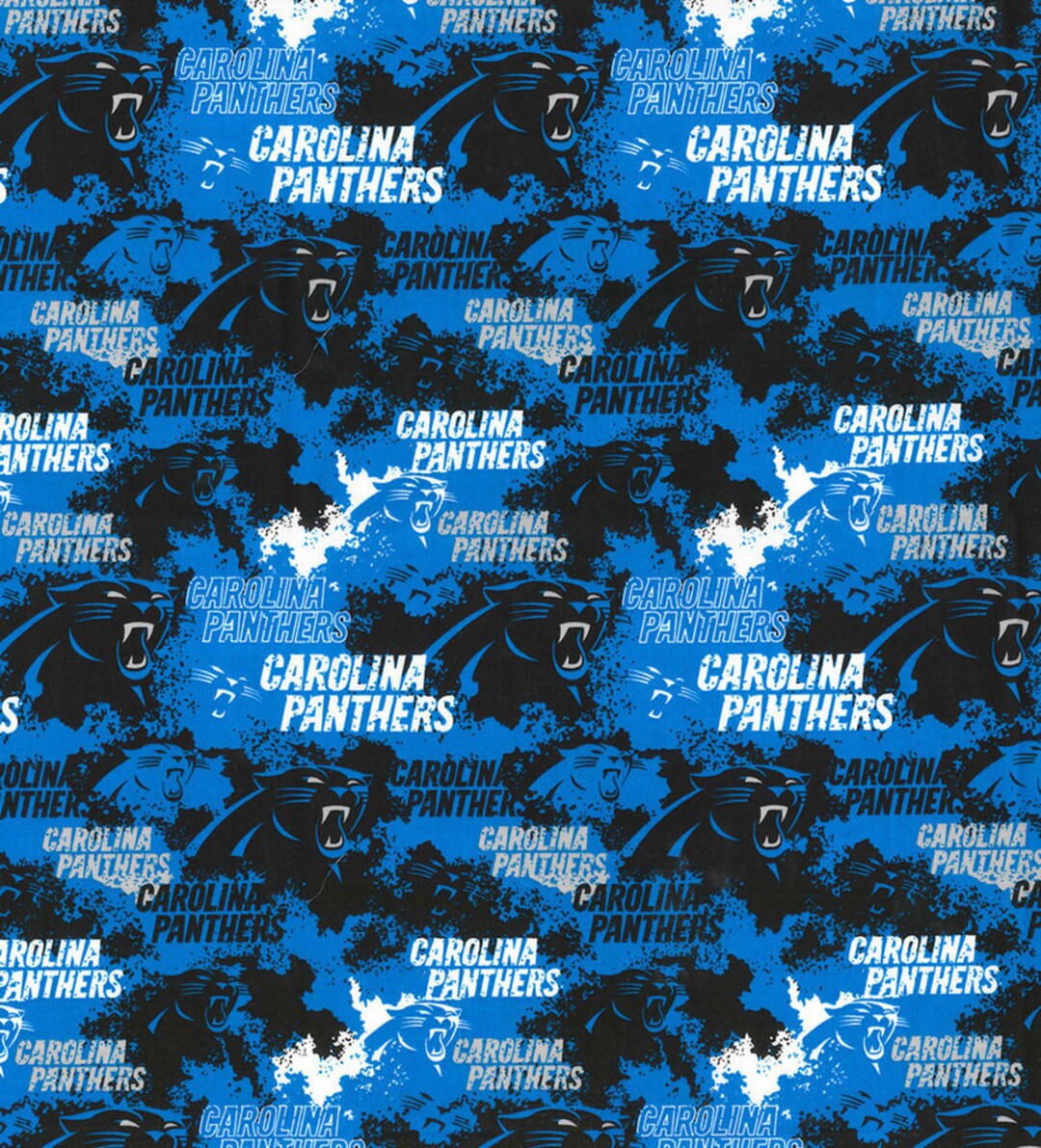 NFL CAROLINA PANTHERS Weathered Look Print Football 100% Cotton Fabric ...