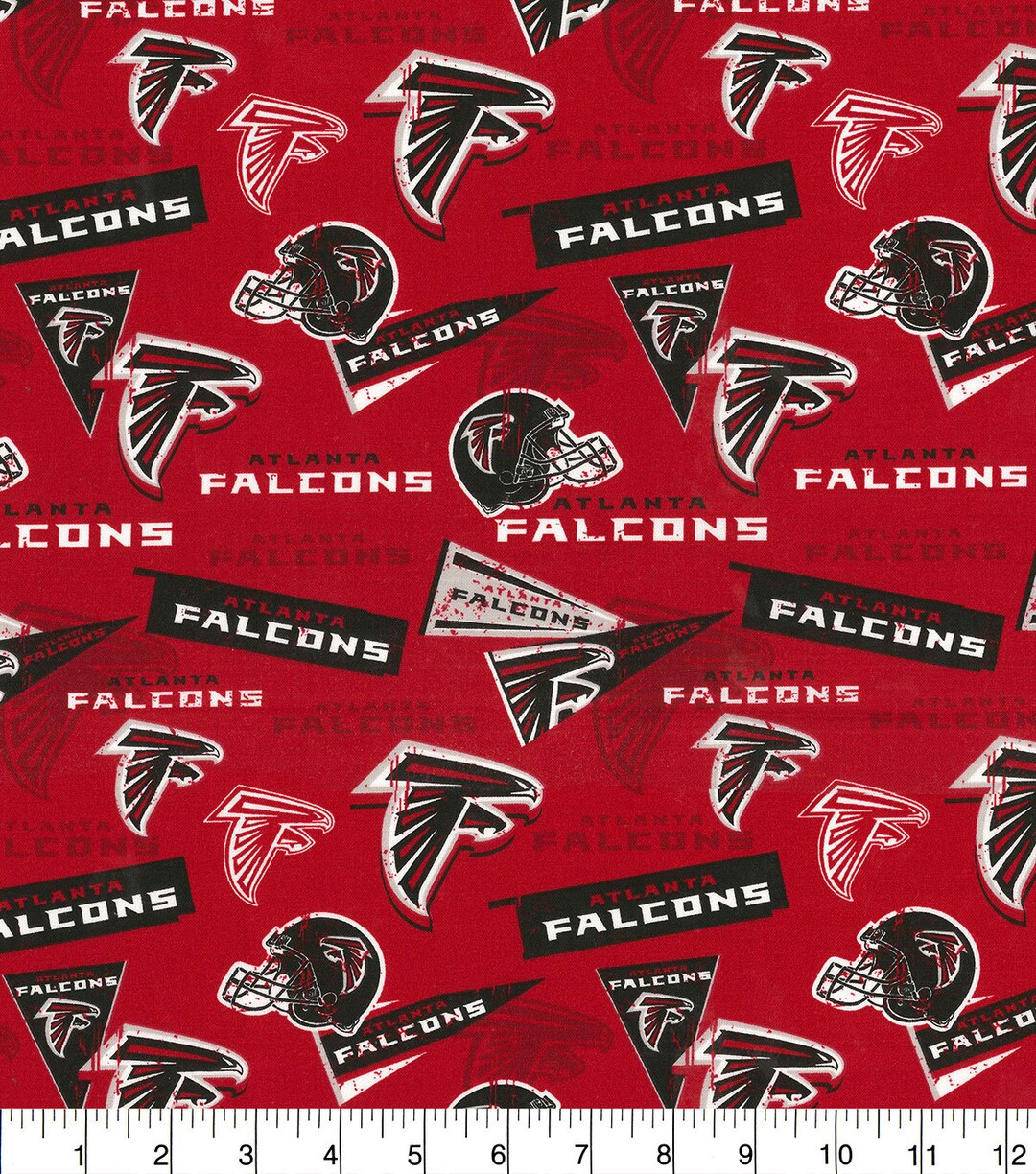 NFL ATLANTA FALCONS Vintage Retro Print Football 100% Cotton Fabric ...