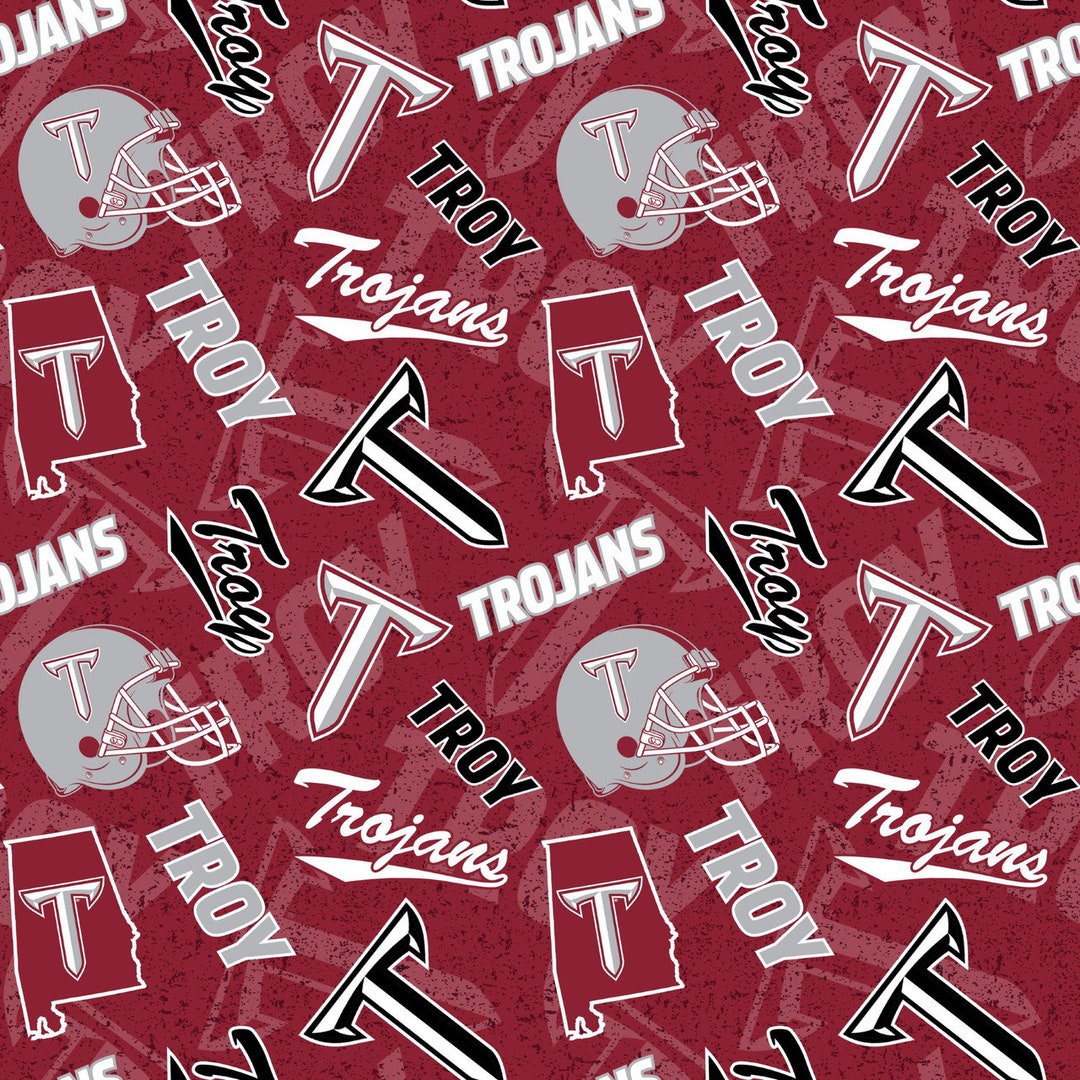 NCAA TROY UNIVERSITY Trojans Watermark Print Football 100% Cotton ...