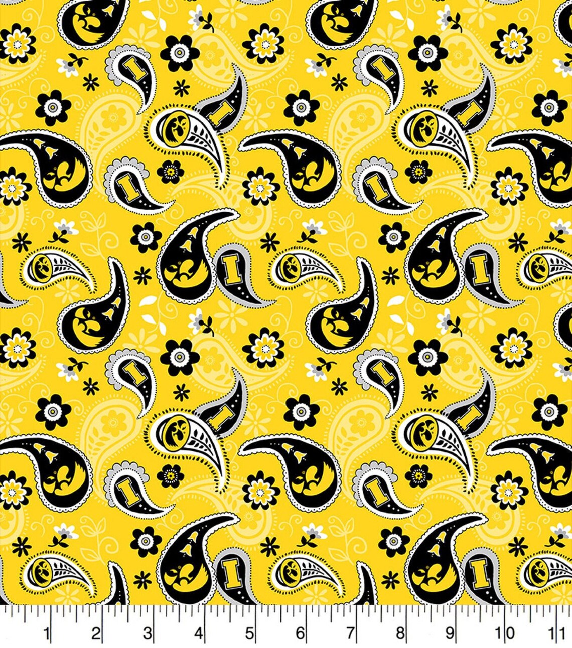 NCAA IOWA HAWKEYES Bandana Print #1 100% Cotton Fabric Material You ...