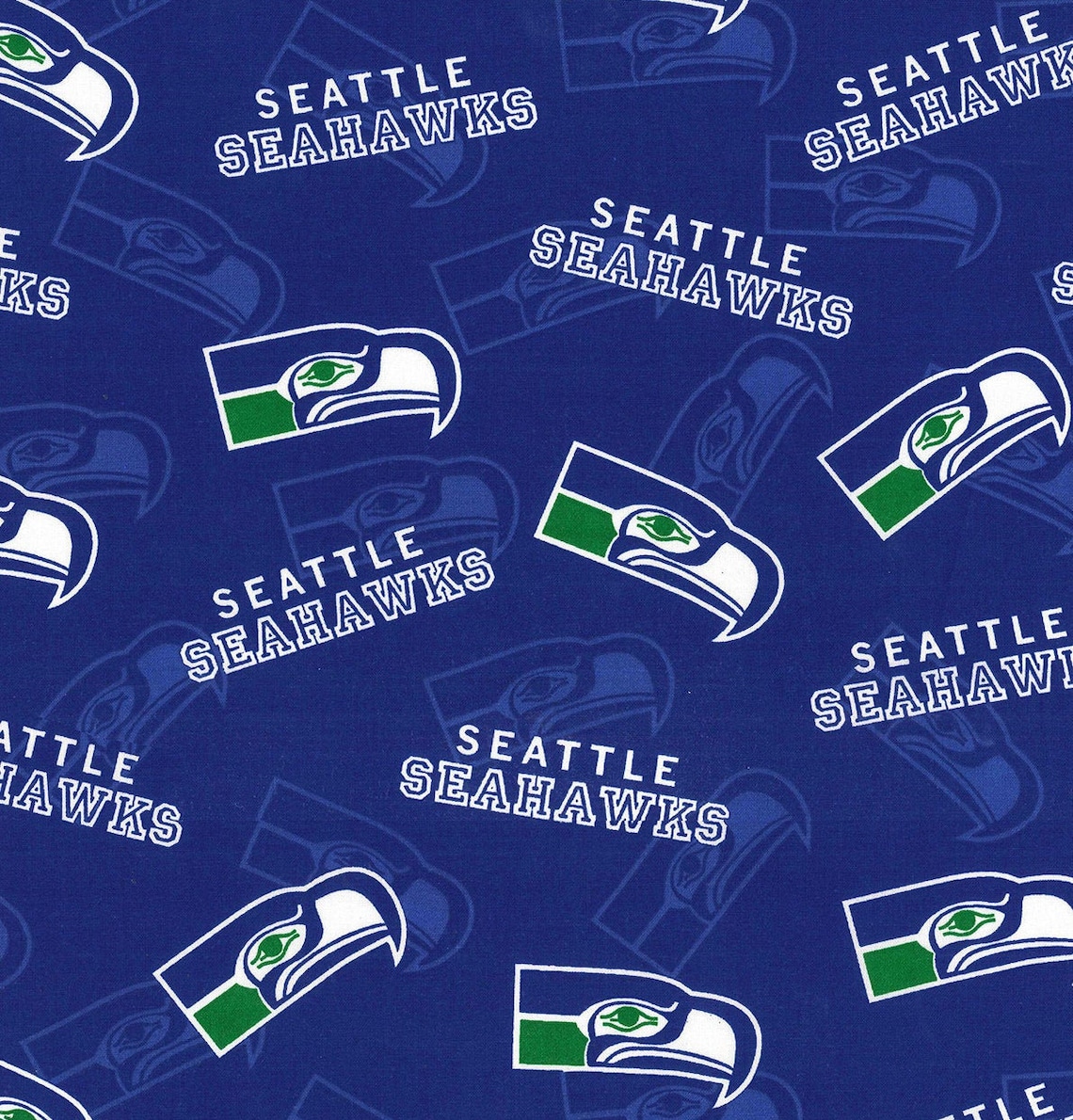 NFL SEATTLE SEAHAWKS Throwback Print Football 100% Cotton Fabric ...