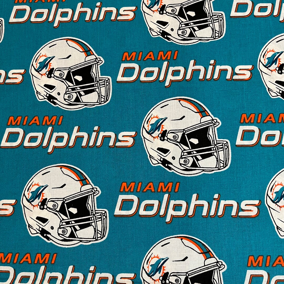 NFL MIAMI DOLPHINS Allover #3 100% Cotton Fabric Material You Choose ...