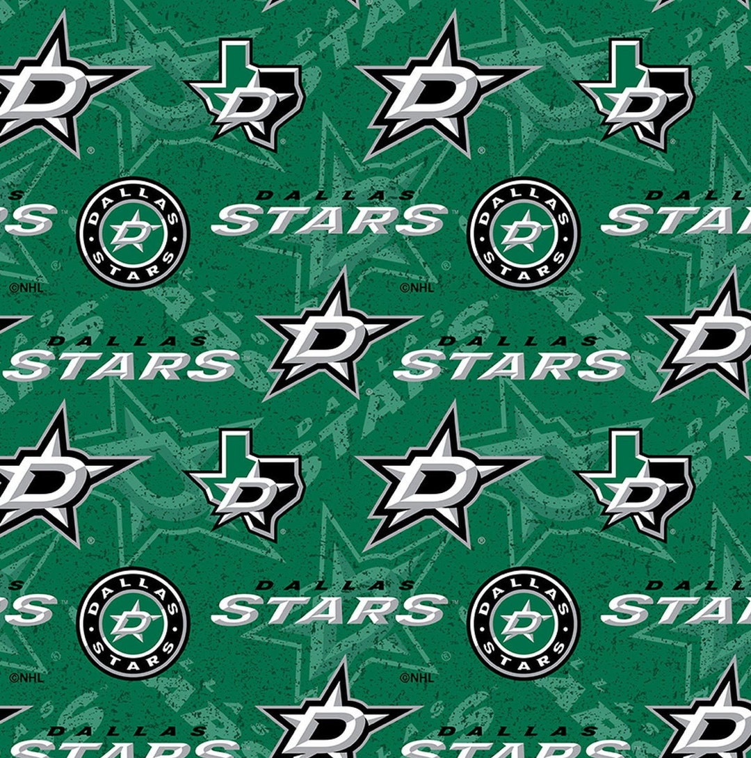 NHL DALLAS STARS Hockey 100% Cotton Watermark Print Fabric Material ...