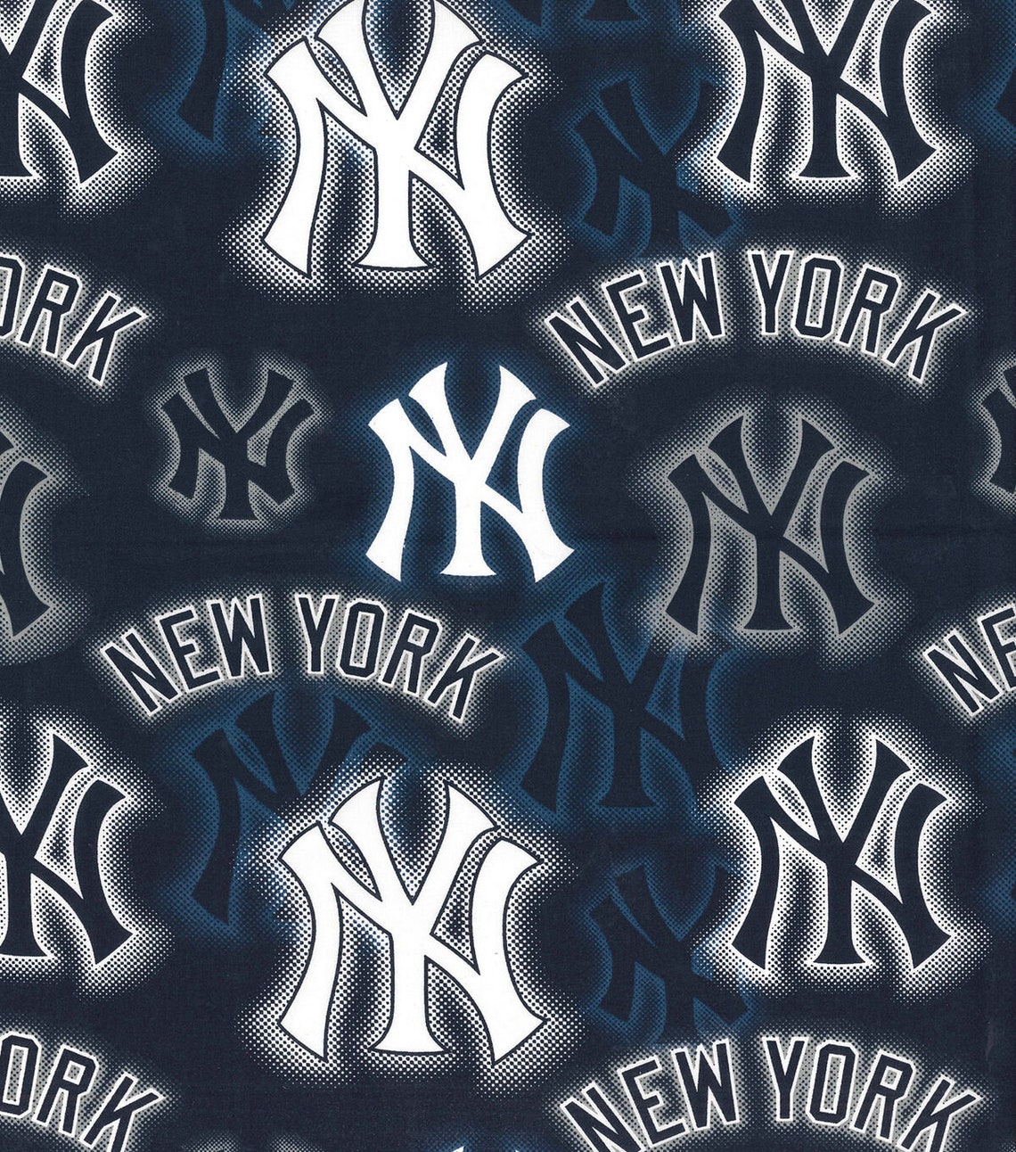 MLB NEW YORK Yankees Watermark Print Baseball 100% Cotton Fabric ...