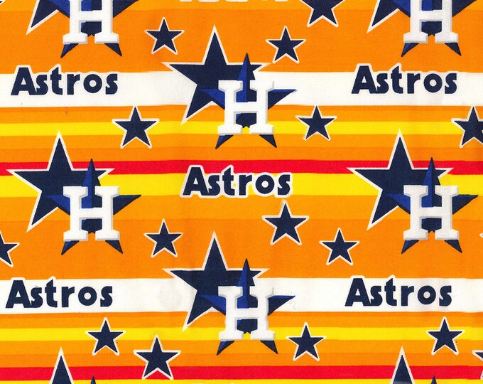 MLB HOUSTON ASTROS Striped Print Baseball 100% Cotton Fabric Licensed ...