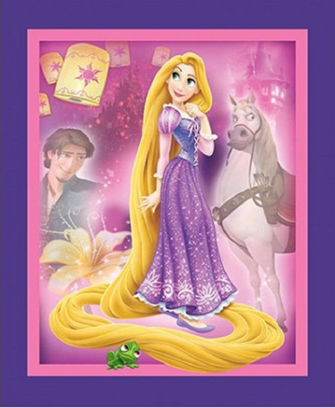 New Large Disney's PRINCESS RAPUNZEL & Friends Animals on 100% Cotton ...