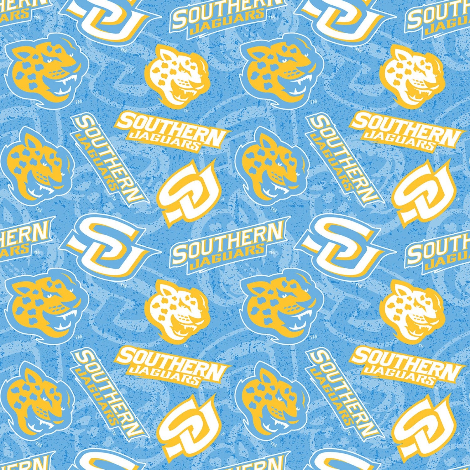 NCAA SOUTHERN UNIVERSITY Jaguars Watermark Print Football 100% Cotton ...