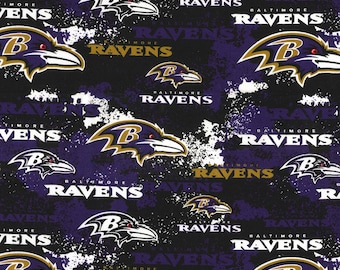 NFL BALTIMORE RAVENS Vintage Retro Print Football 100% Cotton Fabric ...
