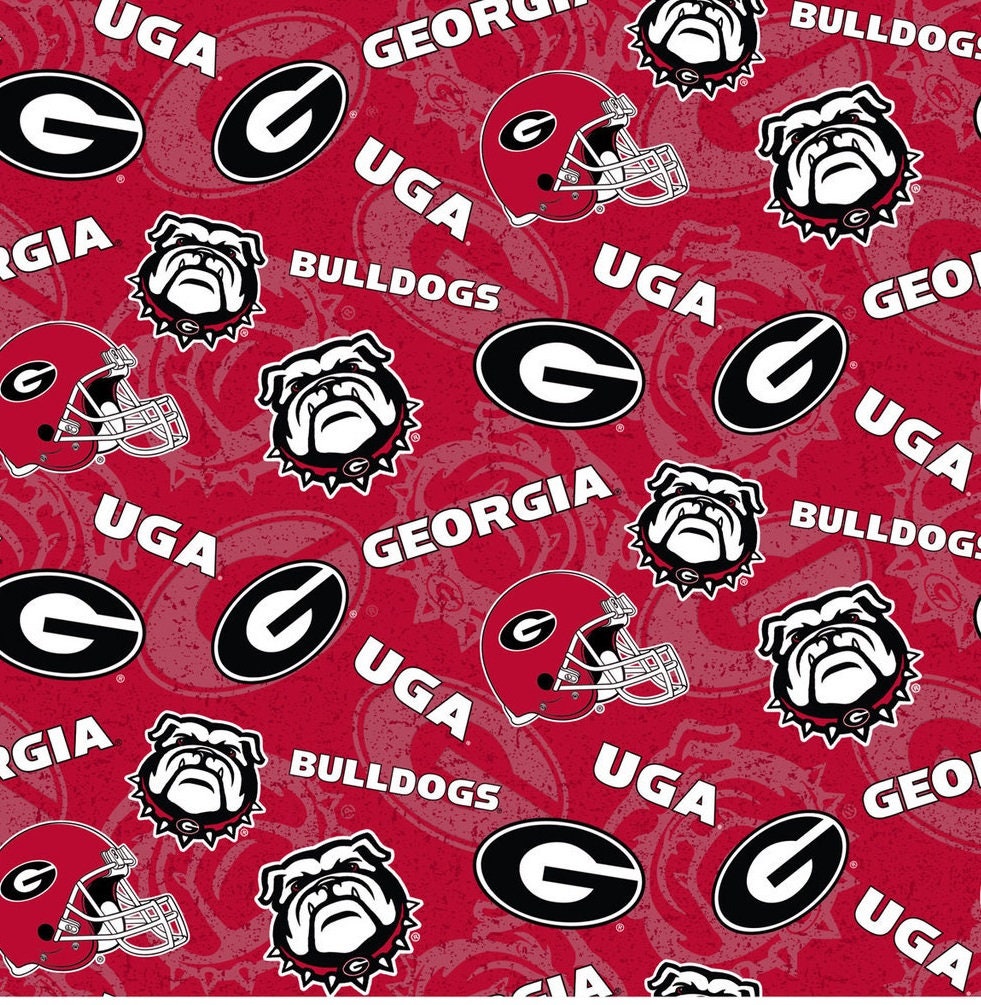NCAA GEORGIA BULLDOGS Watermark Print Football 100% cotton | Etsy
