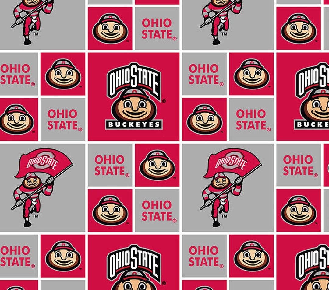 NCAA OHIO STATE Buckeyes Patchwork Print #3 Football 100% Cotton Fabric ...