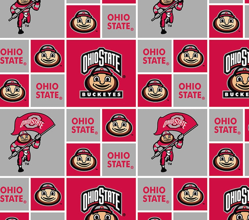 NCAA OHIO STATE Buckeyes Patchwork Print #3 Football 100% Cotton Fabric ...