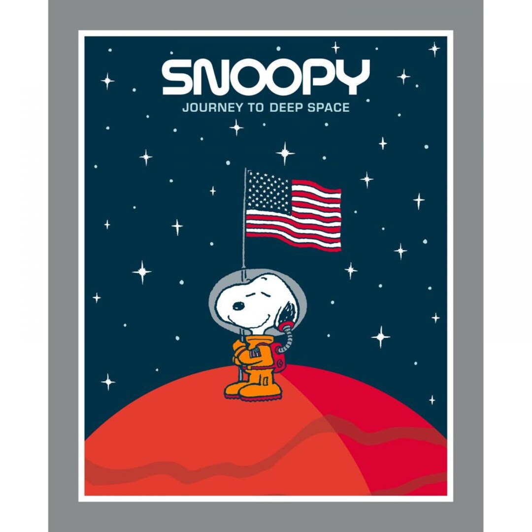 New Large PEANUTS SNOOPY in SPACE on This 100% Cotton Panel for Quilts ...