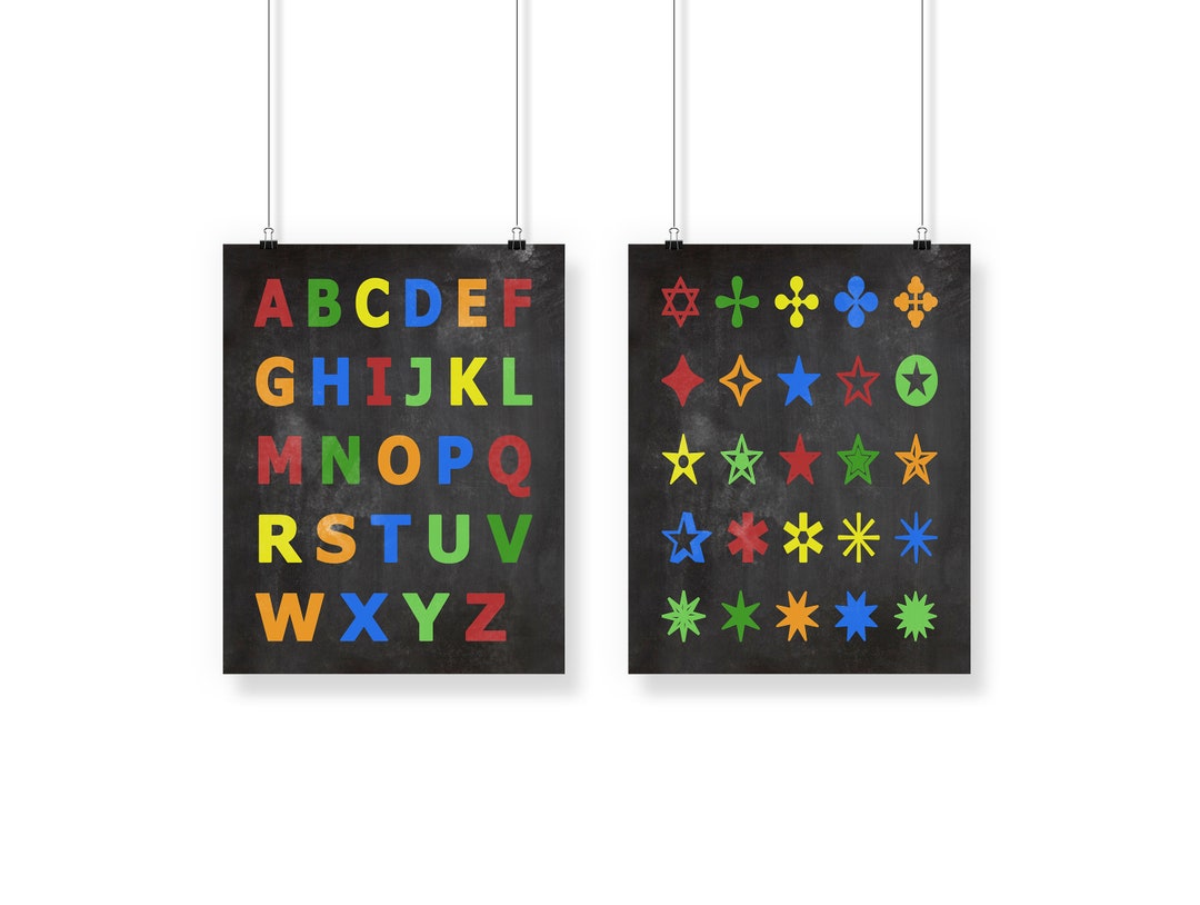 Chalkboard Alphabet Colorful Downloadable Prints, Instant Download ...