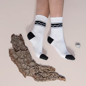 White Retro Look Socks / Urban Hiker Cotton Socks / Casual - Etsy