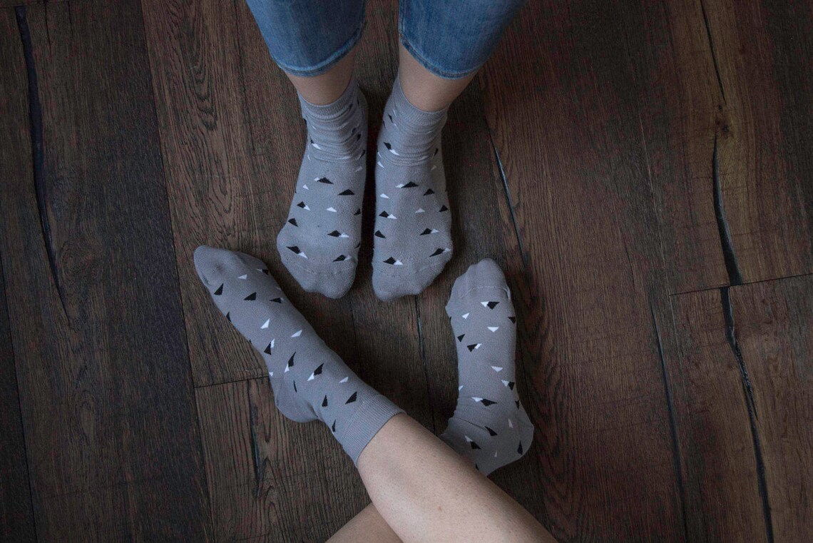 Gray Triangle Pattern Socks: Urban Hiker Cotton Blend - Etsy