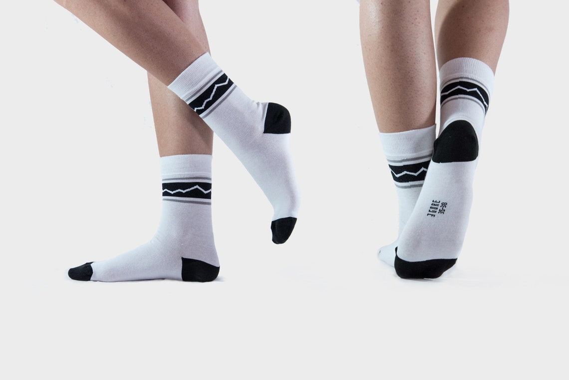 White Retro Look Socks / Urban Hiker Cotton Socks / Casual - Etsy