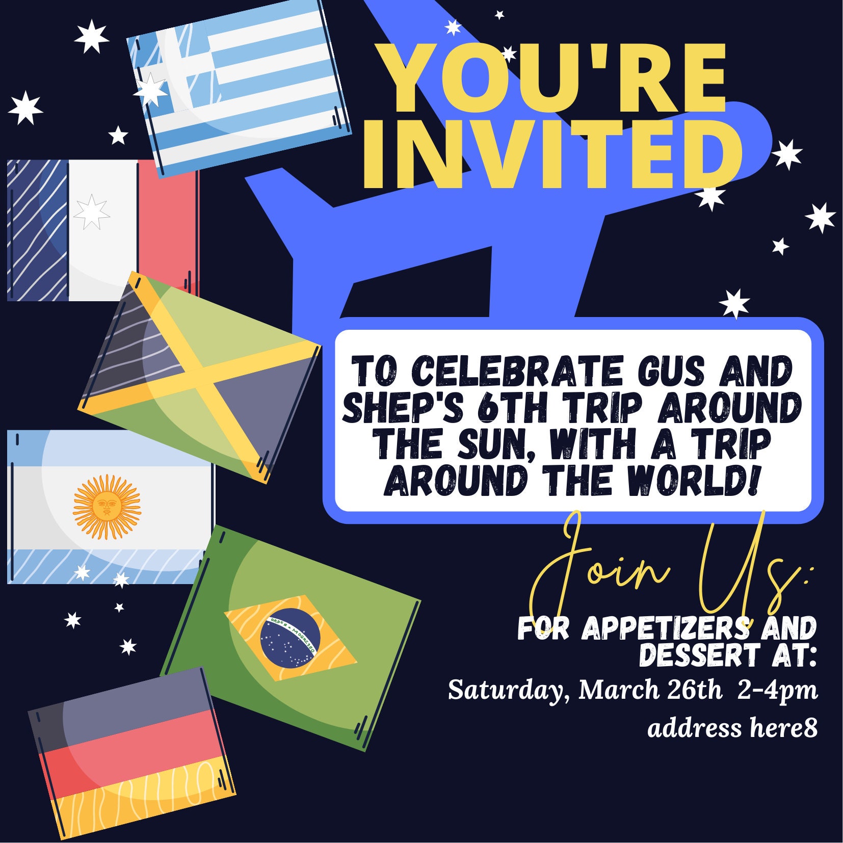 Trip Around the World- Birthday Invitation - Etsy