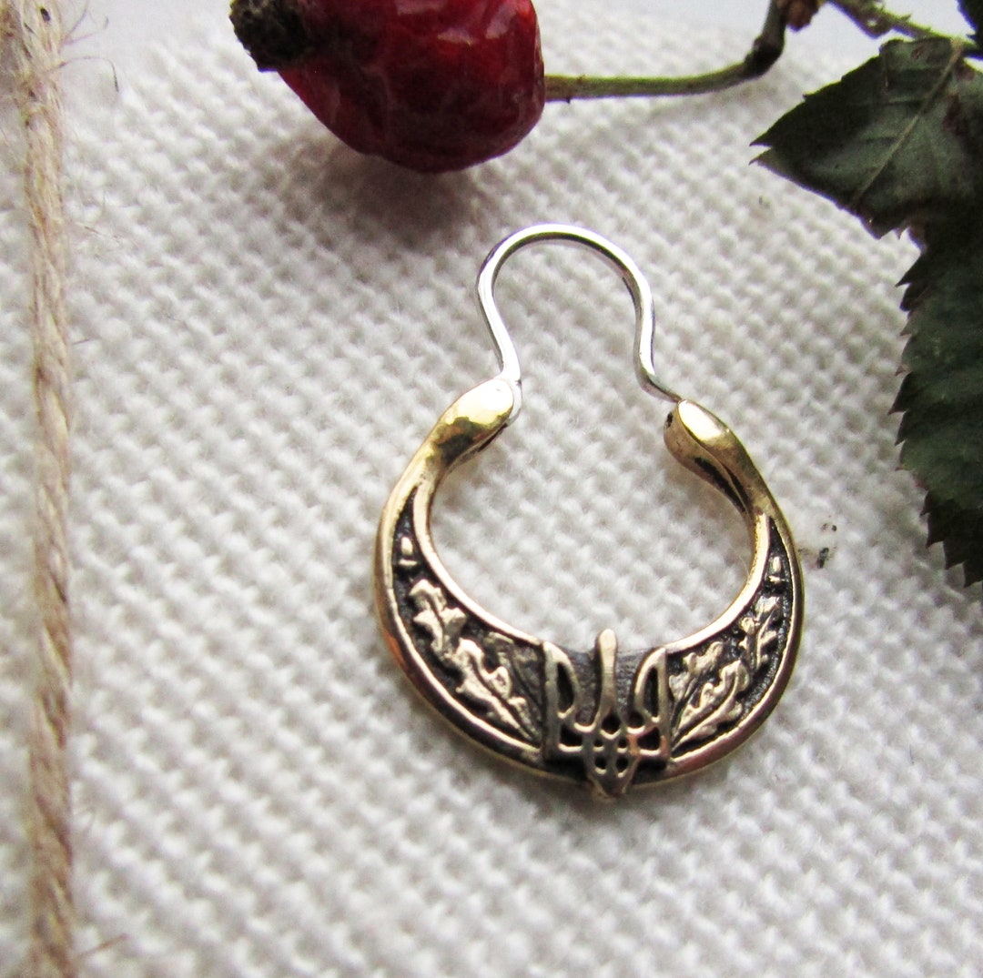 Tryzub Earring for Men Ethno Slavic Cossack's Style Brass - Etsy
