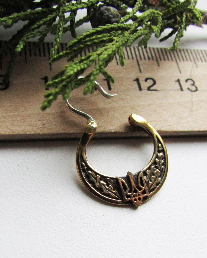 Tryzub Earring for Men Ethno Slavic Cossack's Style Brass | Etsy