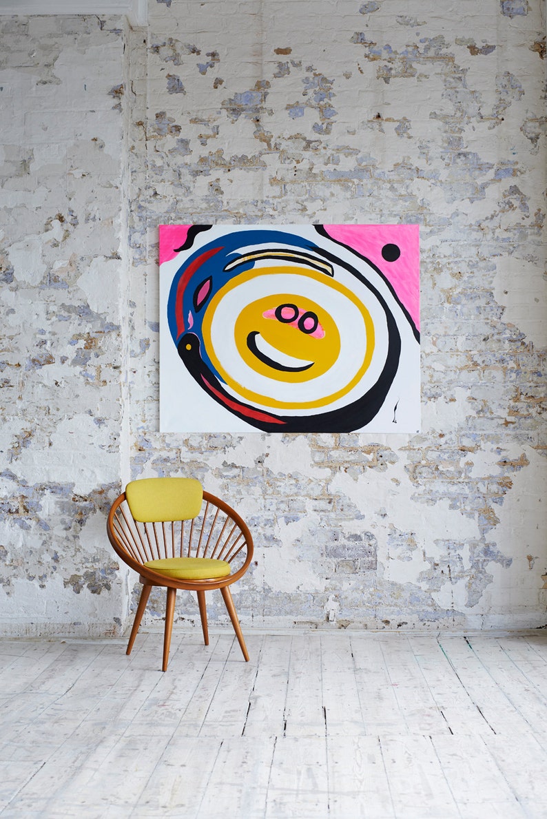 SMILEY FACE A Large Abstract Painting in Acrylic by Adam - Etsy