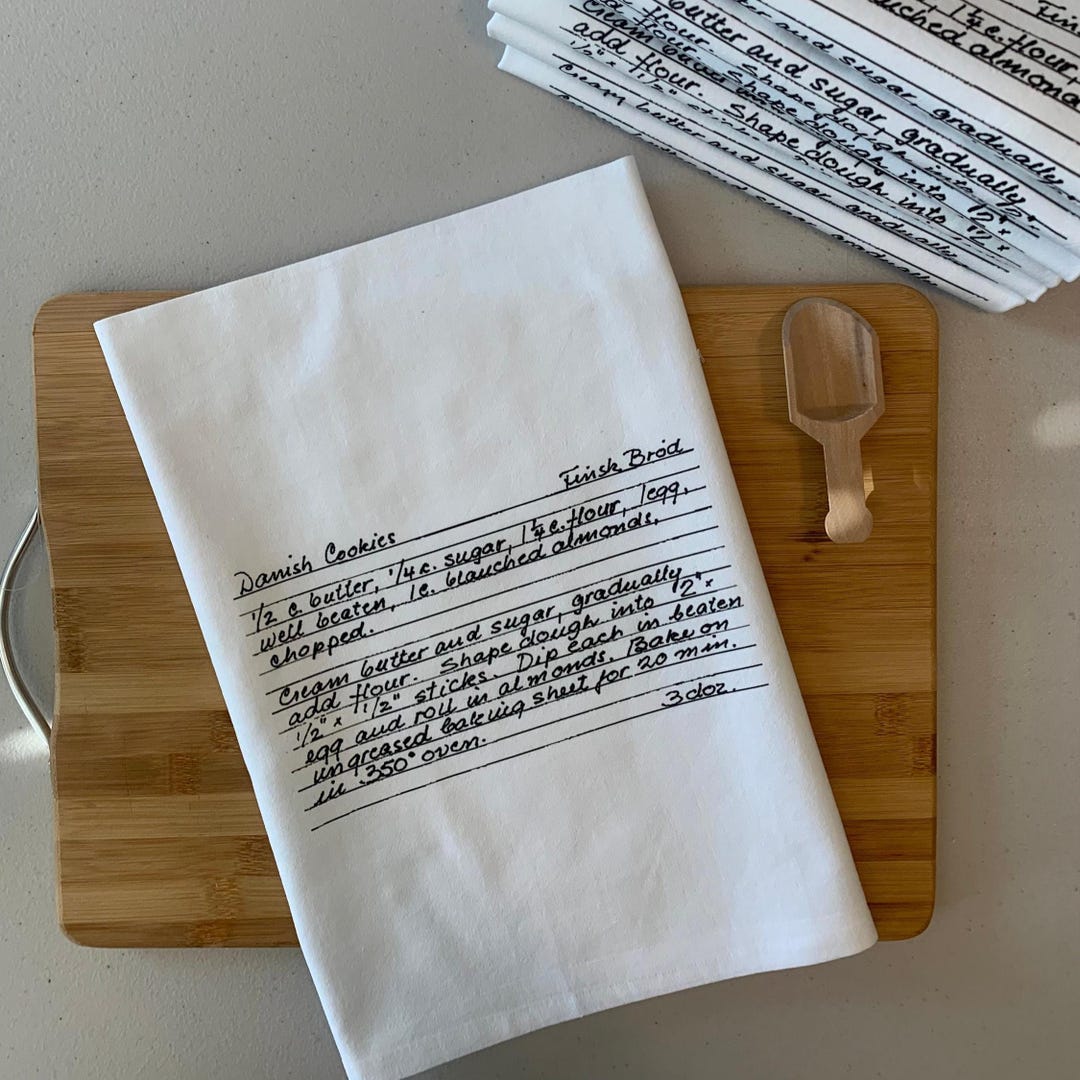 6 Custom Handwritten Recipe Tea Towels: Grandma's Gift / Flour Sack ...