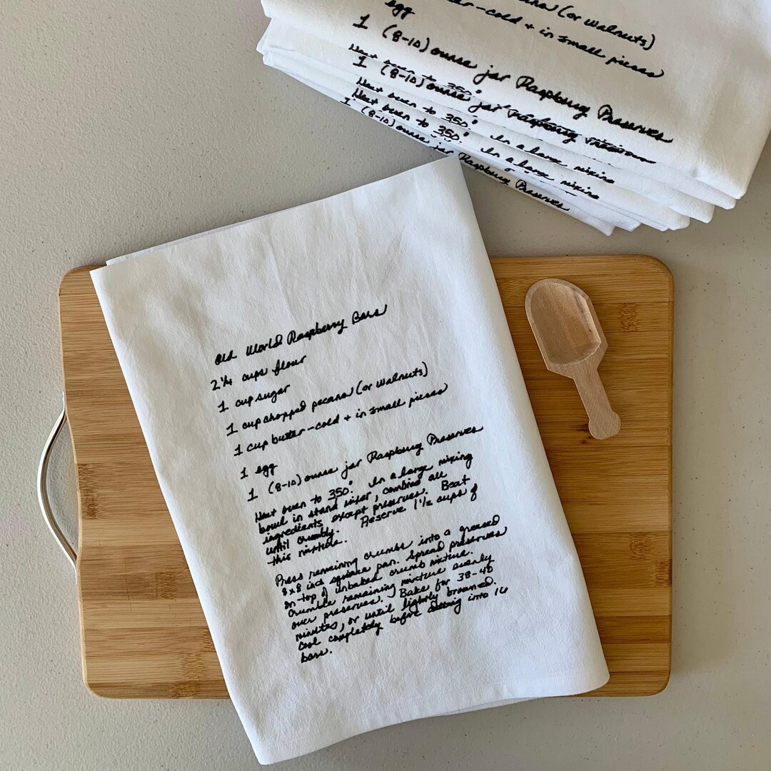 13 Custom Recipe Cotton Kitchen Tea Towels: Handwritten Family Recipe ...