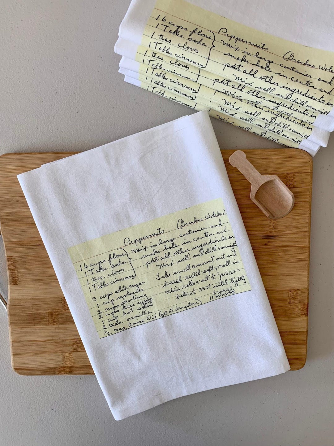 6 Custom Handwritten Recipe Tea Towels: Cotton Flour Sack Gift - Etsy