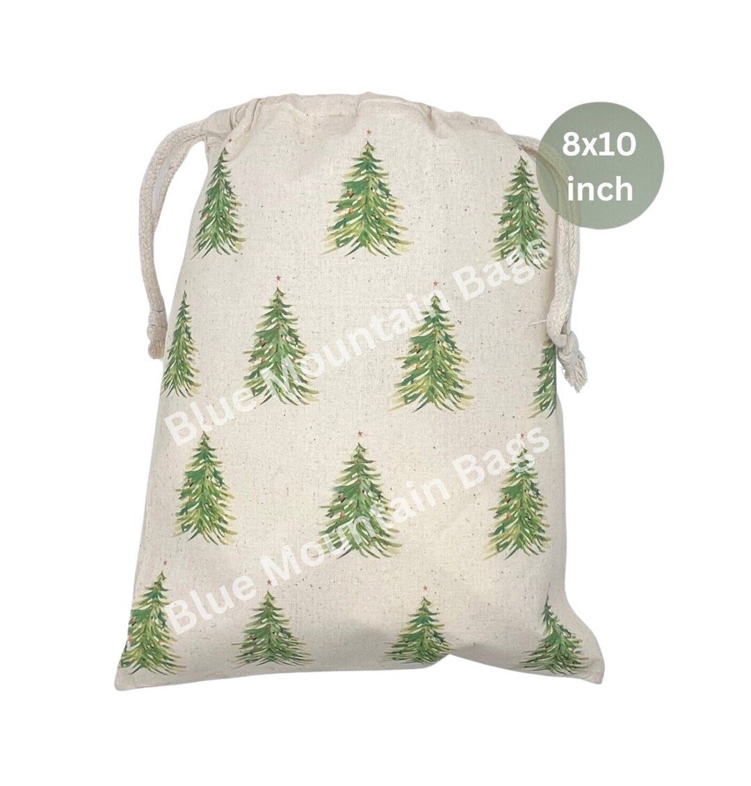 Christmas Tree Muslin Favor Bag: Reusable Cotton Gift Bag (8x10 Inch ...