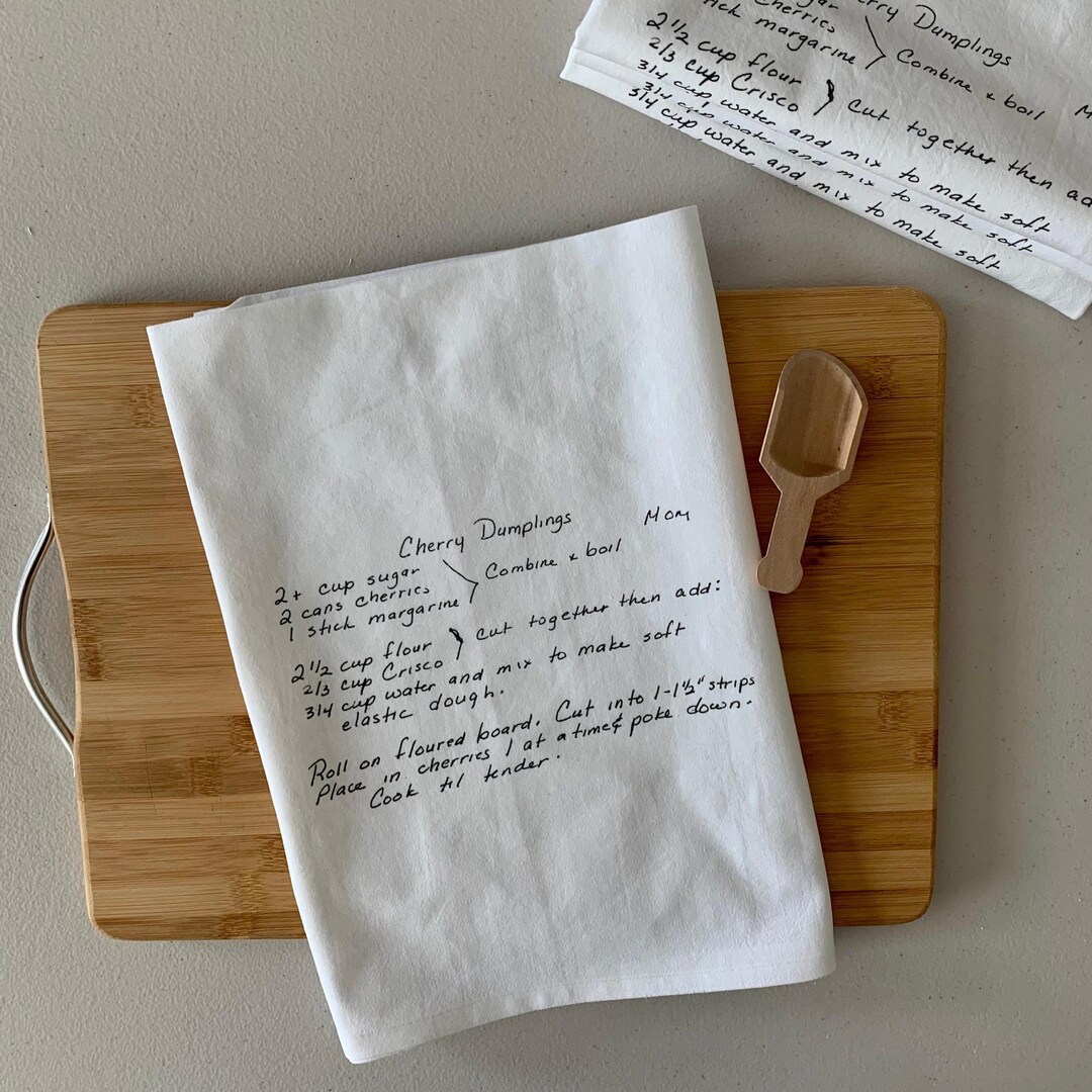 8 Custom Recipe Cotton Kitchen Tea Towels: Handwritten Family Recipe ...