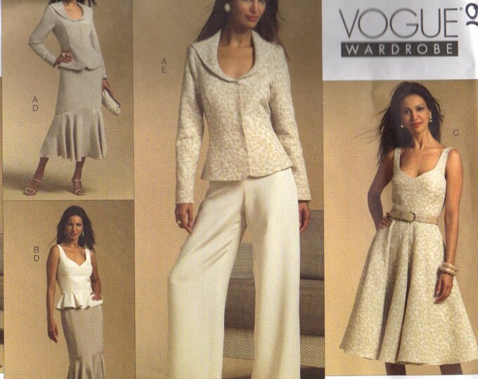 Vogue V2958 Wardrobe Sewing Pattern Jacket Bustier Dress Skirt Pants ...