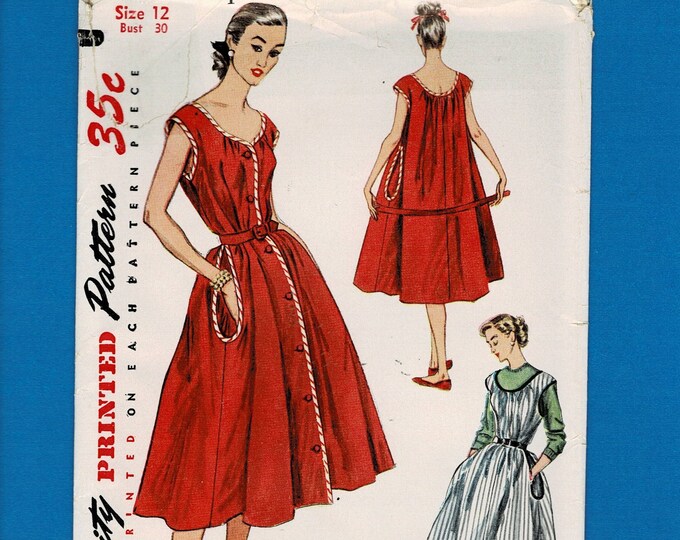 Simplicity 4078 1950s Tent Sun Dress House Dress Sewing Pattern UNCUT ...