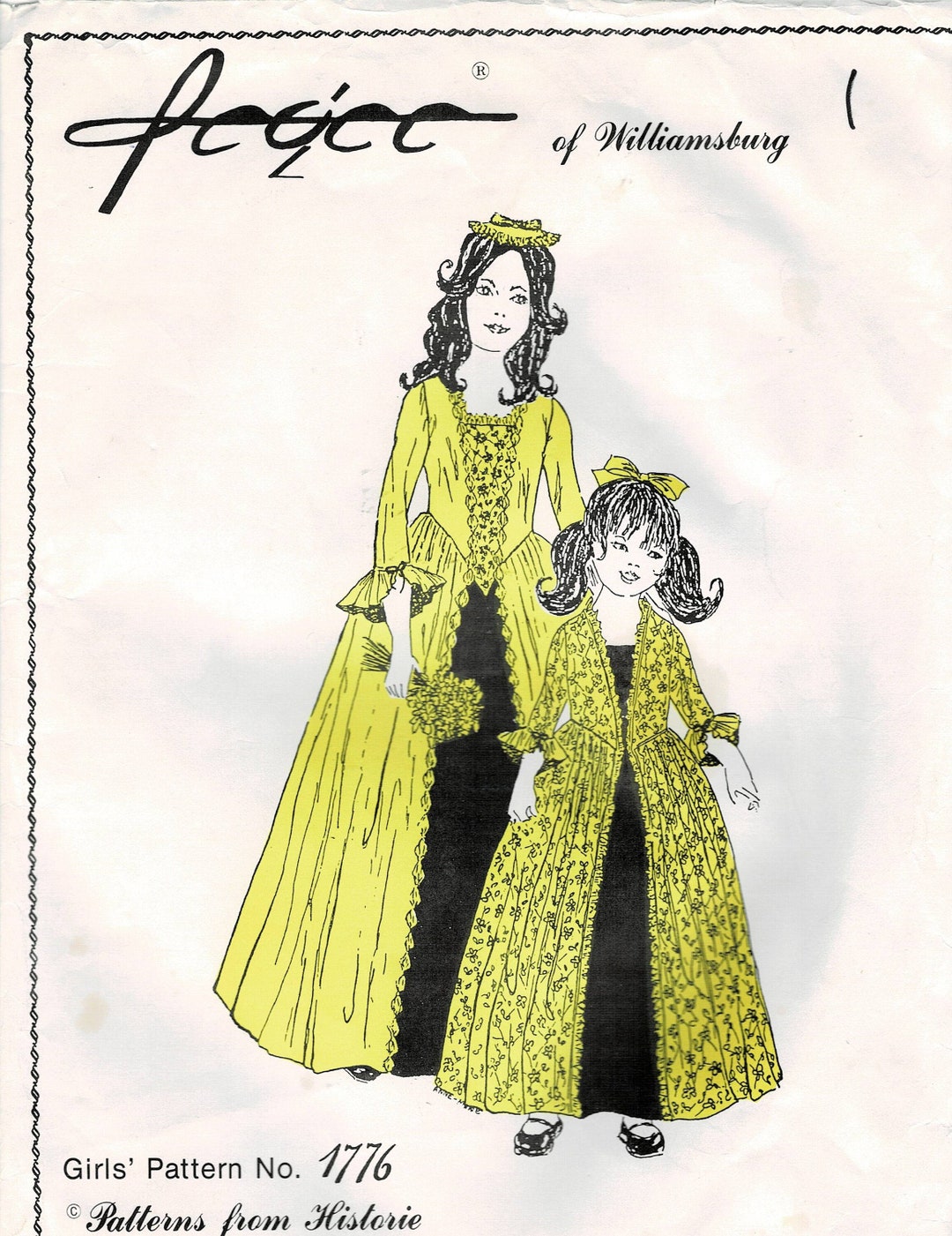 Pegee of Williamsburg Girls Colonial American 1776 Dress Costume Sewing ...