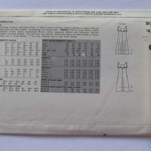 Vogue 8664 UNCUT Misses Ruffled Square Neck Dress Sewing Pattern Size 6 ...