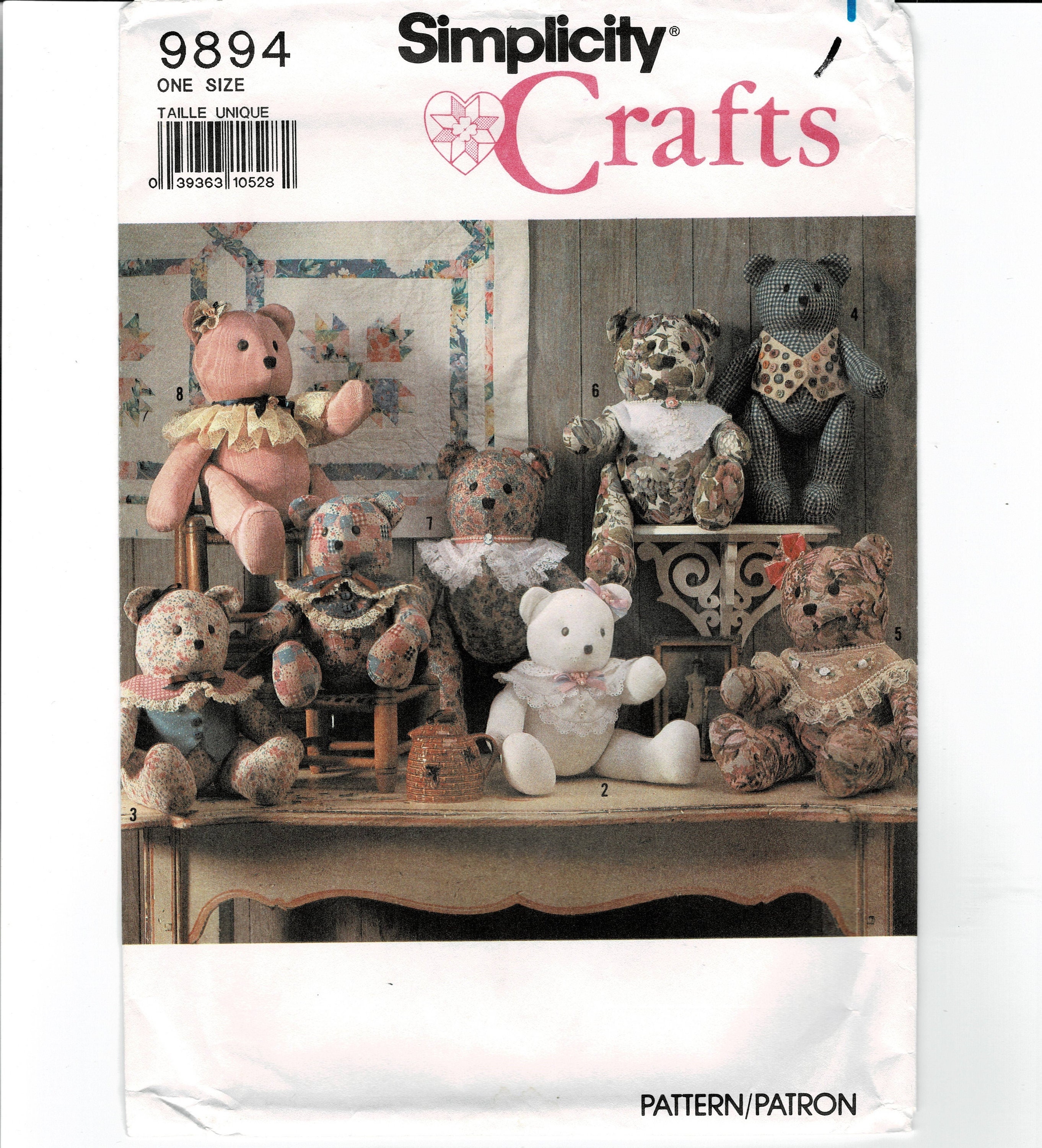 Simplicity 9894 Stuffed Teddy Bears Sewing Pattern 15 and 18 Inch ...