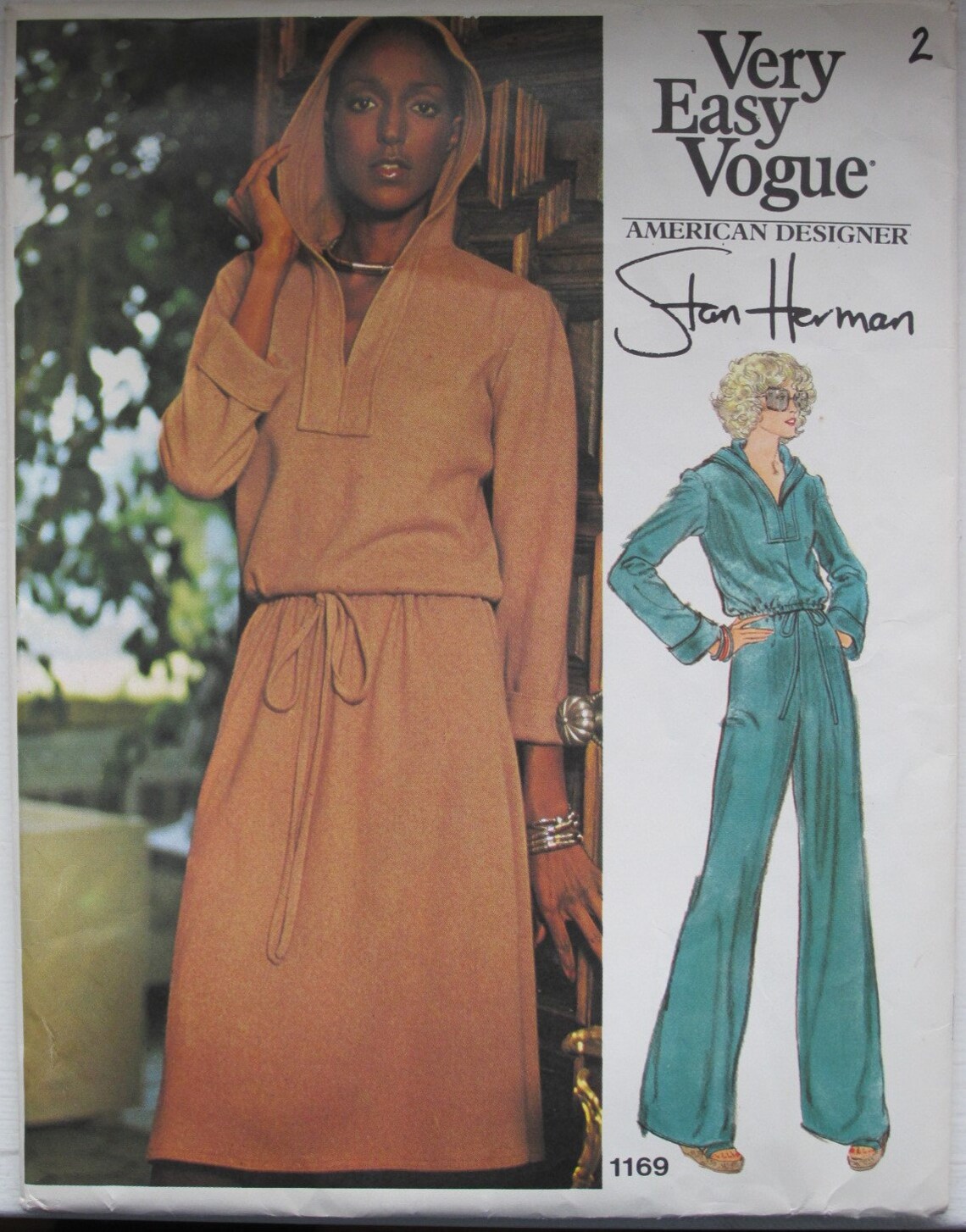 Vogue 1169 UNCUT Stan Herman Hooded Top Skirt Pants Hoodie Sewing ...