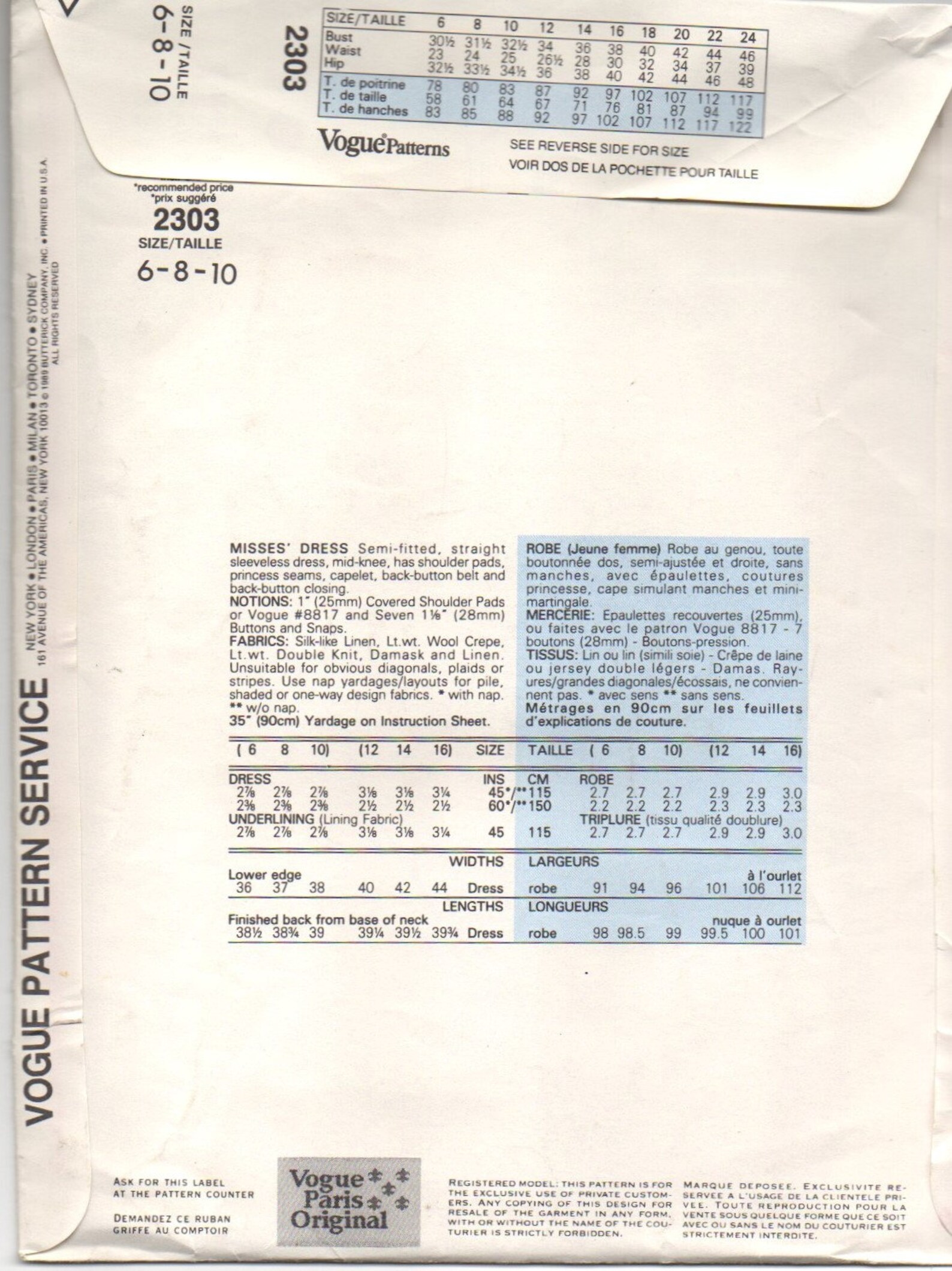 Vogue 2303 GIVENCHY Paris Original UNCUT Capelet Dress Vintage - Etsy