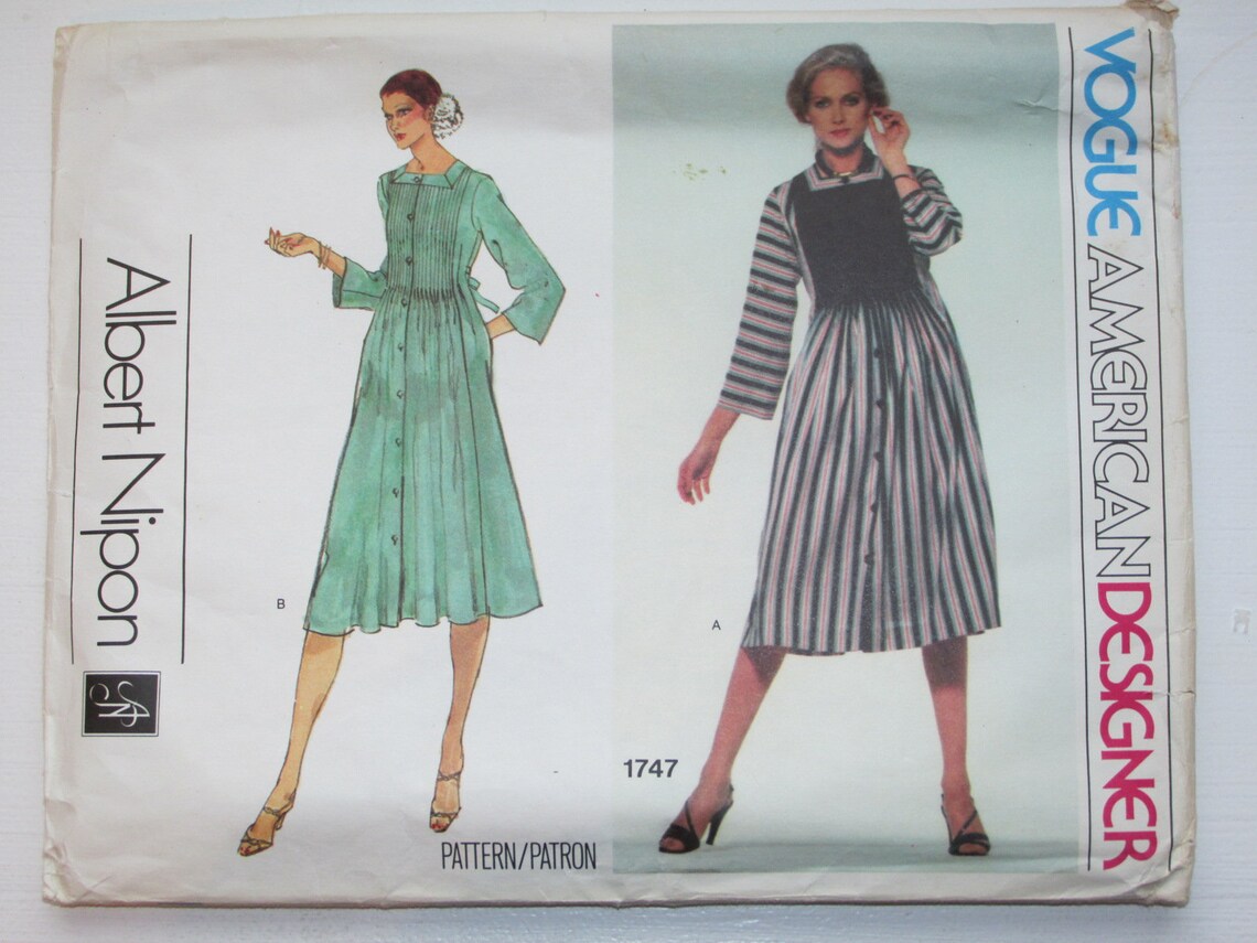 Vogue 1747 Albert Nipon Misses' DRESS Vintage 1970s Sewing Pattern ...