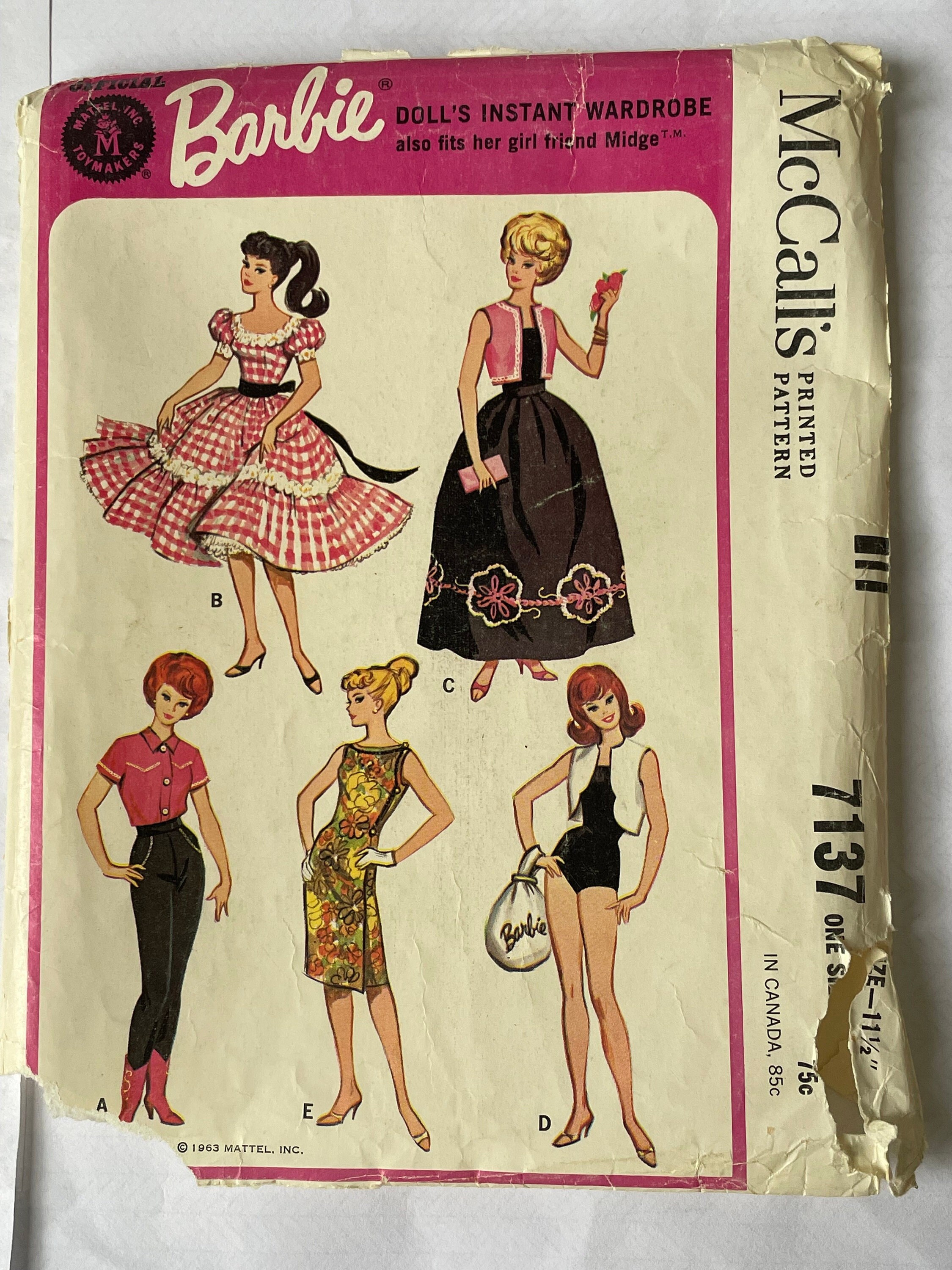 Original 1963 Mattel Barbie Fashion Doll Clothes Pattern - Etsy