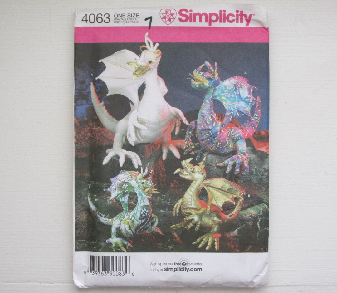 Simplicity 4063 UNCUT Stuffed DRAGONS Sewing Pattern - Etsy