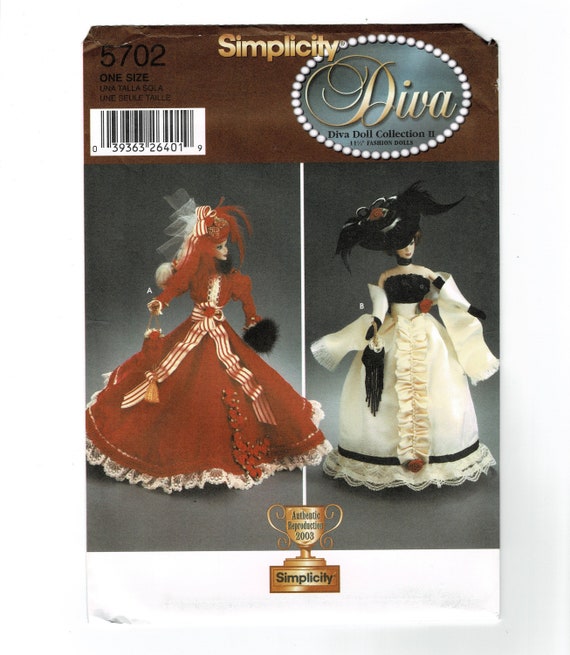 Simplicity 5702 Diva Doll Collection Fashion Doll Clothes | Etsy