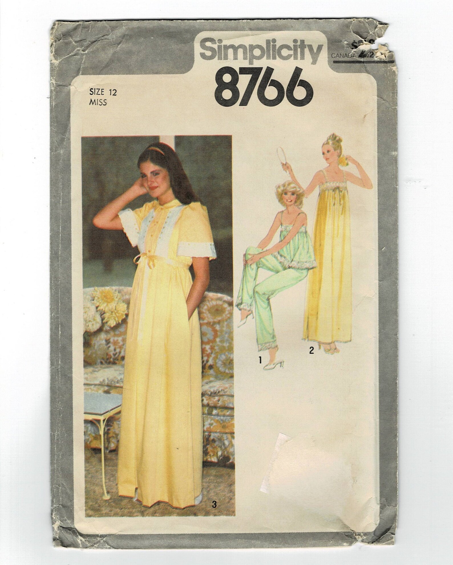 Simplicity 8766 1970s Nightgown Robe Pajamas Sewing Pattern UNCUT ...