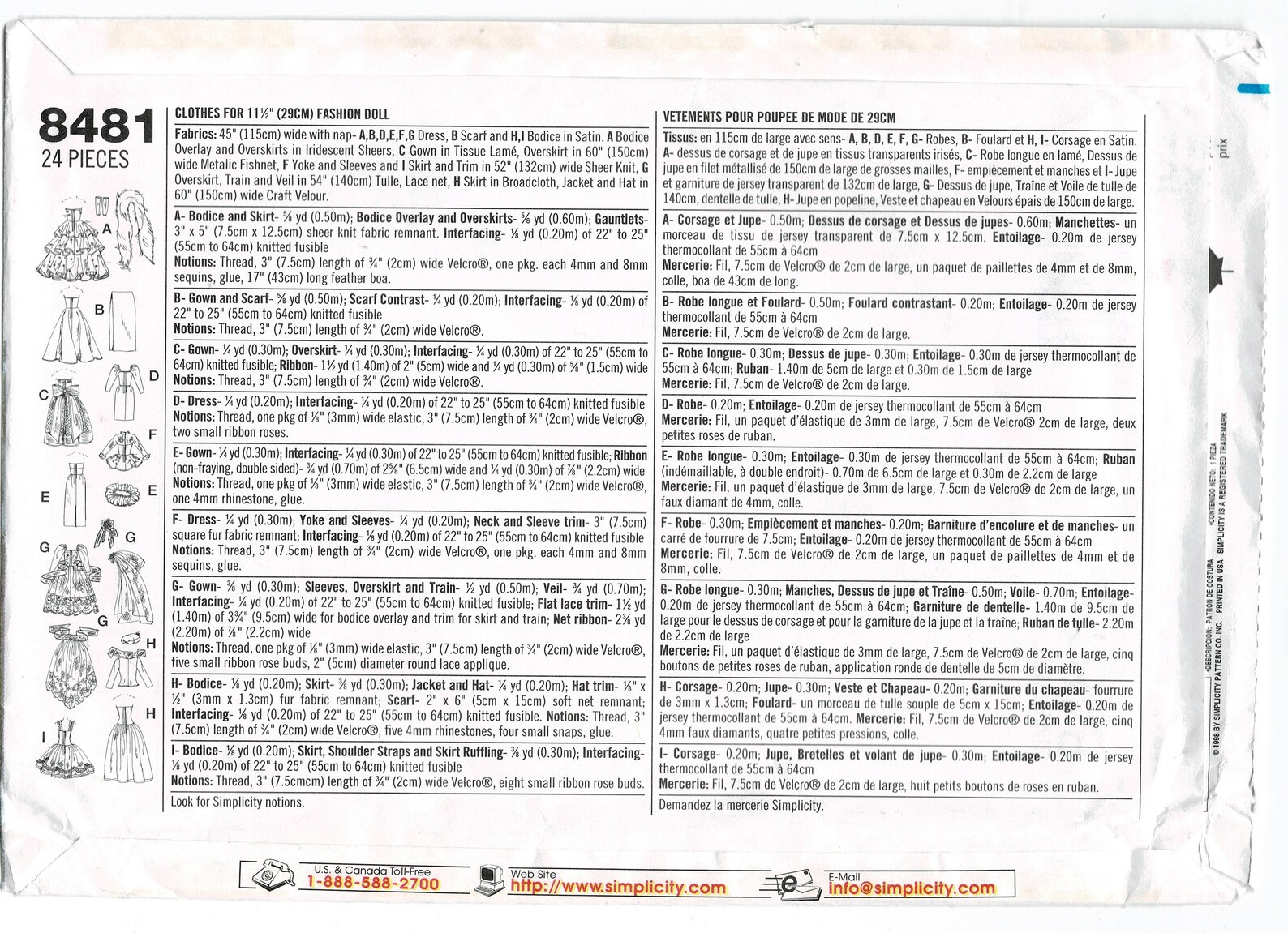 Simplicity 8481 Fashion Doll Evening Gown Dress Formal Clothes - Etsy