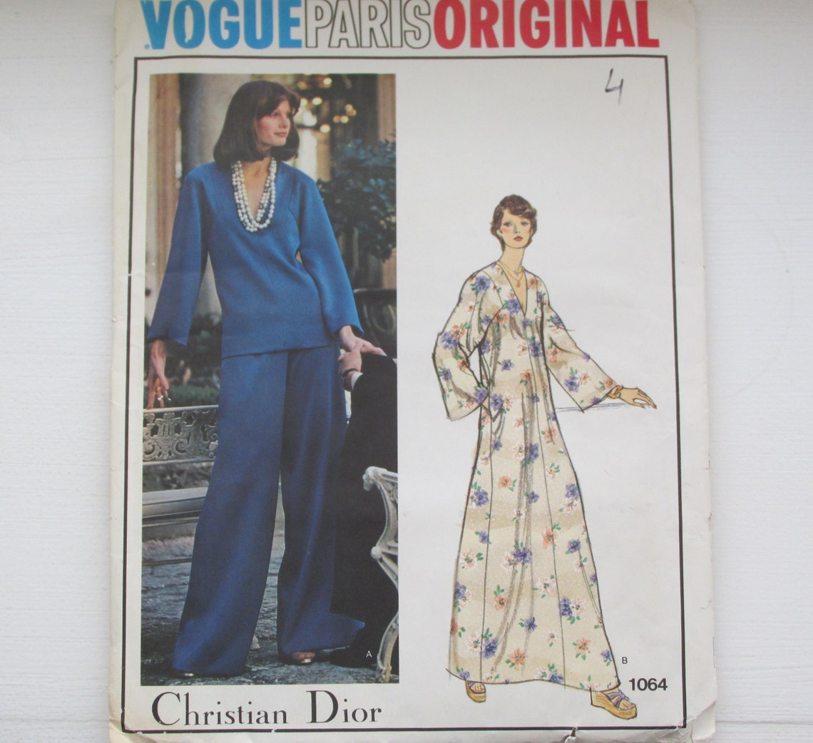 Vogue 1064 Christian Dior LOUNGEWEAR Dress Top Pants Sewing Pattern ...