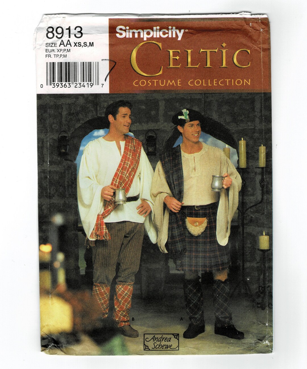 Simplicity 8913 Men's Celtic Costume Kilt Shirt Pants Spats Drape ...