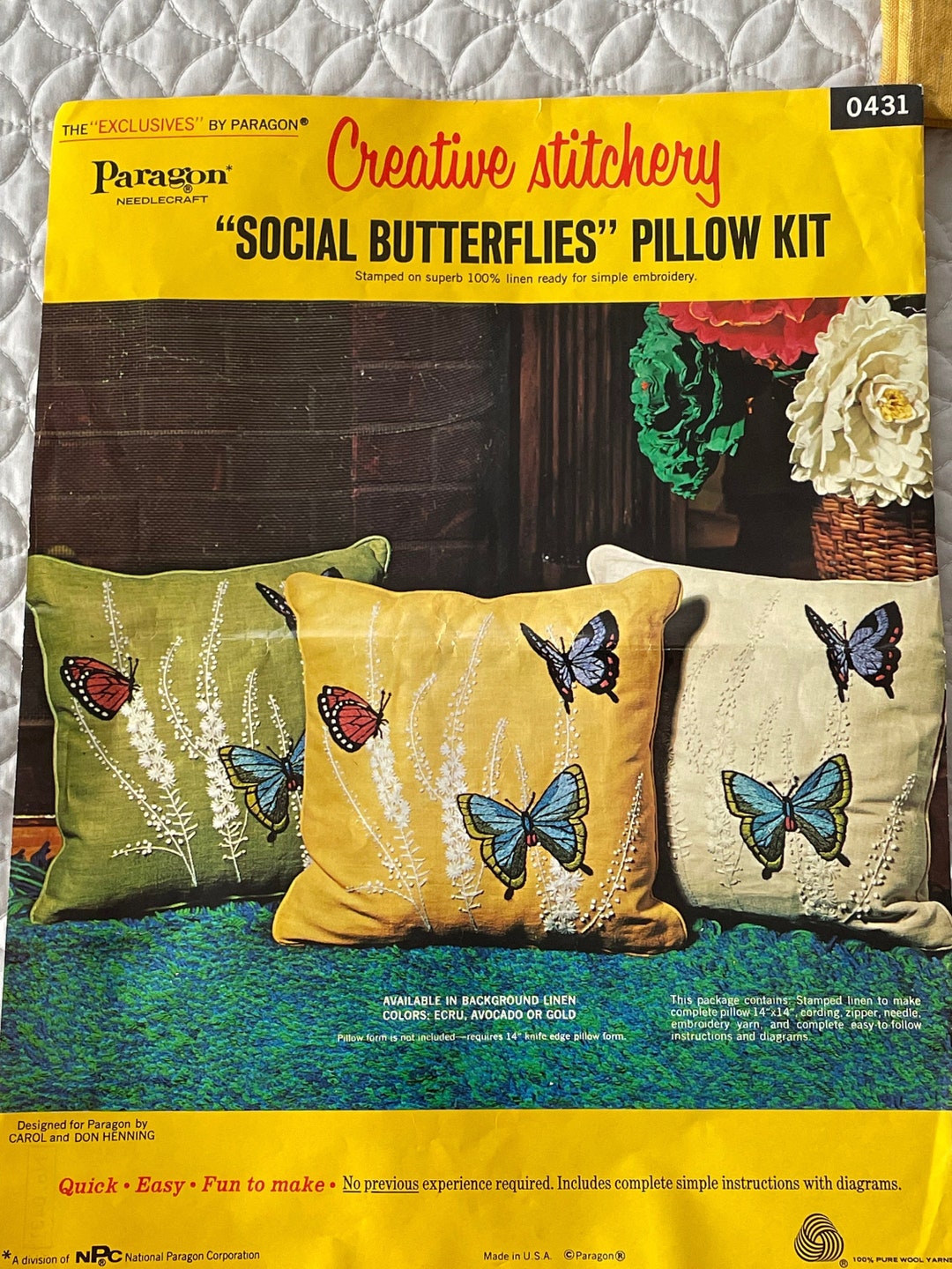 Paragon Crewel Embroidery SOCIAL BUTTERFLIES Needlecraft Stitchery Kit ...